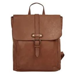 Cityrucksack Samantha Look, Damen, Gr. B/H/T: 25cm x 32cm x 7cm, onesize, braun (cognac), Leder, Rindsleder, Rucks&auml;cke Cityrucksack, Echt Leder, Made in Italy