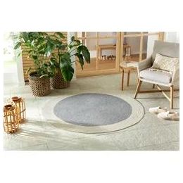 Teppich Hanse Home "Trenzado", grau (grau, creme), H:10mm &Oslash;:150cm, Polypropylen, Teppiche, Teppich, In- & Outdoor, Handmade-Look, Gewebt, Wetterfest, Balkon, Wohnzimmer
