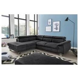 Ecksofa COTTA "Komaris L-Form, B: 249 cm", schwarz, B:249cm H:72cm T:100cm, Microfaser PRIMABELLE (100% Polyester);Kunstleder SOFTLUX;Feinstruktur (100% Polyester);Kunstleder SOFTLUX/Struktur (100% Polyester);NaturLEDER, Sofas, Ecksofa, mit Kopfteilverstellung, optional Bettfunktion, Bettkasten & Licht
