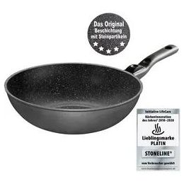 Wok Stoneline, grau (anthrazit), H:9,5cm &Oslash;:30cm, Pfannen, Wok, Induktion, &Oslash; 30 cm