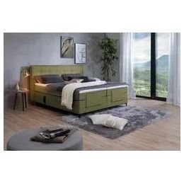 Boxspringbett Alina "Edward", gr&uuml;n (olivgr&uuml;n tcm 333), B:200cm L:209cm, Struktur fein TCM (100% Polyester), Komplettbetten, Boxspringbett, 180x200cm, mit motorischer Verstellung, inklusive Matratze und Topper