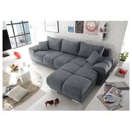 Ecksofa ED EXCITING DESIGN "Anton L-Form", grau (anthrazit), B:289cm H:85cm T:189cm, 95% Polyester, 5% Nylon, Sofas, Schlafsofa Ecksofa, mit Bettfunktion, Bettkasten & 2 Zierkissen