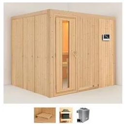 Sauna Karibu "Gitte", beige (naturbelassen), Saunaofen, externe Steuerung, 9 kW, Saunen, Ofen 9 KW externe Strg easy
