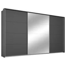 Schwebet&uuml;renschrank Rauch "Kleiderschrank Schrank Garderobe W&auml;scheschrank TOMA mit Passepartout", grau (graumetallic), B:368cm H:233cm T:64cm, Holzwerkstoff, Schr&auml;nke, Schwebet&uuml;renschrank, inkl. Regaleinsatz sowie zus&auml;tzlichen Einlegeb&ouml;den MADE IN GERMANY
