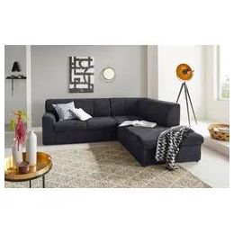 Ecksofa DOMO collection "Topper zeitlos elegant, kompakte Stellma&szlig;eL-Form", blau (dunkelblau), B:237cm H:78cm T:200cm, Sofas, Ecksofa, mit Ottomane, wahlweise mit Schlaffunktion