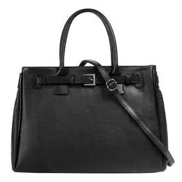 Henkeltasche CLUTY, Damen, Gr. B/H/T: 40cm x 28cm x 10cm onesize, schwarz, Leder, leicht gl&auml;nzend, unifarben, Taschen, echt Leder, Made in Italy