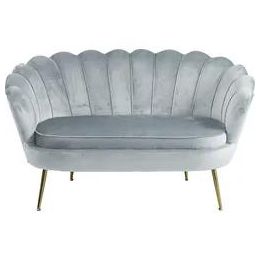 2-Sitzer Salesfever "Clam Komfort-Duo-Sitz", grau (hellgrau), B:136cm H:78cm T:76cm, Samtvelours (100% Polyester), Sofas, Muscheldesign-Breite 136 cm: Pure Extravaganz
