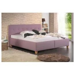 Polsterbett Maintal "Mison", lila (flieder, buche hell ge&ouml;lt), B:113cm H:102cm L:207cm, Struktur fein (100% Polyester), Betten, Polsterbett, mit oder ohne Matratze Bonell-, Kaltschaum-, Taschenfederkern Matratze