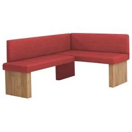 Eckbankgruppe MASSIVLINE & MORE "Anna", rot (holzwerkstoff mit farbe sonoma eiche, lotos 5269 rot, rot, eichefarben), Kunstleder, Langer Schenkel links (169/130cm), Holzwerkstoff, Kunstleder, Sitzm&ouml;bel-Sets, Eckbankgruppe, mit 2 St&uuml;hlen mit massiven Gestell