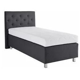 Boxspringbett, grau (anthrazit), B:114cm L:210cm, Bezug Unterbox und Kopfteil: Strukturstoff (77% Polyester und 23% Viskose);Bezug Obermatratze 100% Polyester, Westfalia Schlafkomfort, Komplettbetten, Boxspringbett, in diversen Ausf&uuml;hrungen