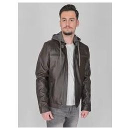 Lederjacke Mustang "Foster", Herren, Gr. XXL, braun (schwarz braun), Obermaterial: 100% Lammleder. Wattierung: 100% Polyester. Kapuze: 100% Baumwolle. Innenfutter: 100% Baumwolle, ohne B&uuml;ndchen, Jacken