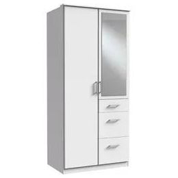 Kleiderschrank wimex "Click", wei&szlig;, B:90cm H:199cm T:58cm, Schr&auml;nke, Kleiderschrank Dreht&uuml;renschrank, mit Spiegel