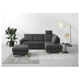 Ecksofa Home Affaire "Summer L-Form", grau, B:236cm H:91cm T:170cm, 100% Polyester, Sofas, Ecksofa, mit Ottomane, wahlweise mit Bettfunktion und Bettkasten, Cord-Bezug