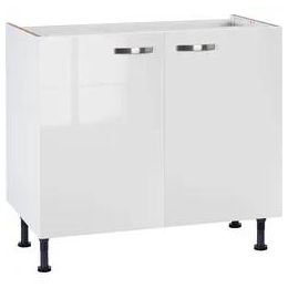 Sp&uuml;lenschrank KOCHSTATION "KS-Cara", wei&szlig; (wei&szlig; glanz, wei&szlig;), B:90cm H:87cm T:58,4cm, Schr&auml;nke, Sp&uuml;lenschrank, Breite 90 cm