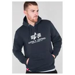 Kapuzensweatshirt Alpha Industries "Basic Hoody", Herren, Gr. M, blau (navy), angeraute Sweatware, Obermaterial: 80% Baumwolle, 20% Polyester, bedruckt, normal normal, Rundhals, Rippb&uuml;ndchen, Sweatshirts, Baumwollmischung, regular fit