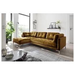 Ecksofa TRENDS BY HG "Landau L-Form", braun (messing), B:275cm H:75cm T:158cm, Sofas, Ecksofa, in Cord-Stoff mit Metallfu&szlig;