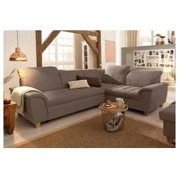 Ecksofa Home Affaire "Lyla fester Sitzkomfort, bequeme Armlehnen, Breite 275cm, L-Form", braun (dunkelbraun), B:275cm H:81cm T:214cm, Luxus-Microfaser Lederoptik (100% Polyester);Microfaser PRIMABELLE (100% Polyester);Feinstruktur weich (100% Polyester), Sofas, Ecksofa, wahlweise mit R&uuml;ckenfunktion und Bettfunktion