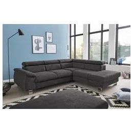 Ecksofa COTTA "Komaris L-Form, B: 249 cm", braun (mud), B:249cm H:72cm T:100cm, Microfaser PRIMABELLE (100% Polyester);Kunstleder SOFTLUX;Feinstruktur (100% Polyester);Kunstleder SOFTLUX/Struktur (100% Polyester);NaturLEDER, Sofas, Ecksofa, mit Kopfteilverstellung, optional Bettfunktion, Bettkasten & Licht