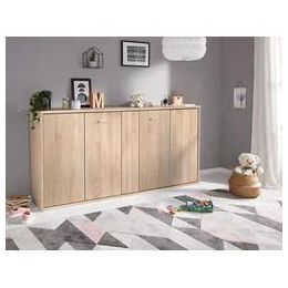 Schrankbett Priess "Oregon", braun (struktureichefarben hell), H:102cm, Schrankbetten, wahlweise mit LED-Beleuchtung