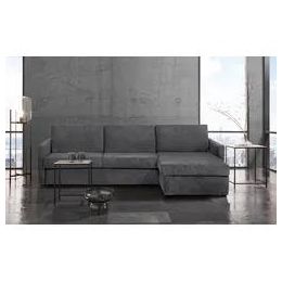 Schlafsofa Home Affaire "GOLDPOINT Ecksofa 264 cm, Liegefl&auml;che (140/200cm), L-Form", grau (anthrazit), B:264cm H:85cm T:157cm, Stuktur weich (100% Polyester);Luxus-Microfaser (100% Polyester), Sofas, Schlafsofa, Bettfunktion, Bonell-Federkernmatratze und Dauerschl&auml;fer-Funktion