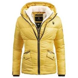 Winterjacke Navahoo "Megan", Damen, Gr. S (36), gelb, Oberstoff: 100% Polyester. Futter: 100% Polyester. Wattierung: 100% Polyester. &Auml;rmelfutter: 100% Polyester. Kunstpelz: 90% Polyacryl, 10% Polyester, clean, tailliert h&uuml;ftbedeckend, &Auml;rmel ohne &Auml;rmelschlitz Rippstrickb&uuml;ndchen, Jacken Winterjacke, stylische Damen Steppjacke mit Teddyfutter