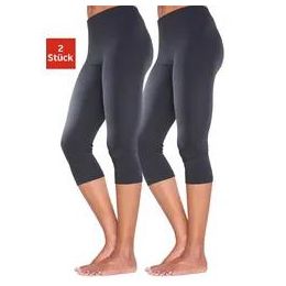 Caprileggings Vivance ACTIVE, Damen, Gr. 52/54, N-Gr, schwarz (2x schwarz), Single Jersey, Obermaterial: 95% Baumwolle, 5% Elasthan, unifarben, Basic, eng 3/4-L&auml;nge, Hosen, mit Gummibund, Loungewear