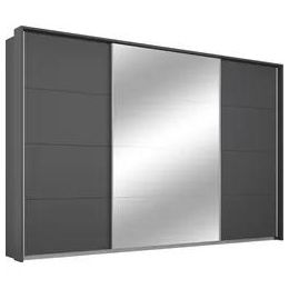 Schwebet&uuml;renschrank Rauch "Kleiderschrank Schrank Garderobe W&auml;scheschrank TOMA mit Passepartout", grau (graumetallic), B:323cm H:214cm T:64cm, Holzwerkstoff, Schr&auml;nke, Schwebet&uuml;renschrank, inkl. Regaleinsatz sowie zus&auml;tzlichen Einlegeb&ouml;den MADE IN GERMANY