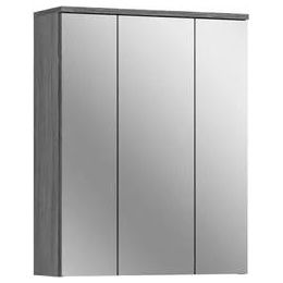 Badezimmerspiegelschrank Welltime "LUCCA, TOPSELLER, Breite 60cm, 3 Spiegelt&uuml;ren, 9 F&auml;cher, 6 Fachb&ouml;den", silber (rauchsilber nb, spiegelfront), B:60cm H:77cm T:21cm, FSC-zertifizierter Holzwerkstoff, Schr&auml;nke, Badm&ouml;bel, Badschrank, Schrank, Wandschrank, Bad, Badezimmer