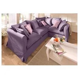 Ecksofa Home Affaire "Luise L-Form", lila (aubergine), B:275cm H:75cm T:192cm, Struktur 100% Polyester, Sofas, Ecksofa, mit vielen losen Kissen und abnehmbarer Husse