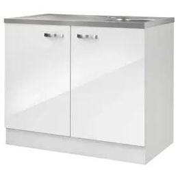 Sp&uuml;lenschrank Optifit "Agos", wei&szlig;, B:100cm H:84,8cm T:60cm, Holzwerkstoff, Schr&auml;nke, Sp&uuml;lenschrank