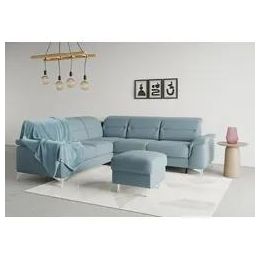Sit & More Ecksofa SIT & MORE "Sinatra L-Form", blau (hellblau), B:251cm H:85cm T:231cm, 90% Polyester, 10% Polyamid, Sofas, Ecksofa, optional mit Kopfteilverstellung und Armteilfunktion