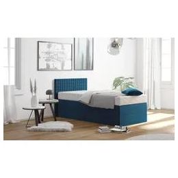 Boxspringbett, blau (k&ouml;nigsblau), B:105cm L:210cm, Bezug: 100% Polyester;Polsterwatte: 100% Polyester, Westfalia Schlafkomfort, Komplettbetten, Boxspringbett, mit Zierkissen, wahlweise mit Topper