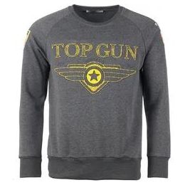 Sweater Top Gun "Dell TG20193011", Herren, Gr. 56XXL, grau (anthrazit), Obermaterial: 65% Baumwolle, 35% Polyester, Sweatshirts Sweater