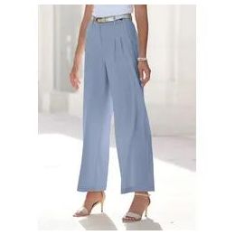 Palazzohose Lascana, Damen, Gr. 40, N-Gr, blau (hellblau), Stoff, Obermaterial: 64% Polyester, 32% Viskose, 4% Elasthan, unifarben, figurumspielend lang, Hosen Palazzohose, im Business-Look, elegante Anzughose mit Taschen, Topseller