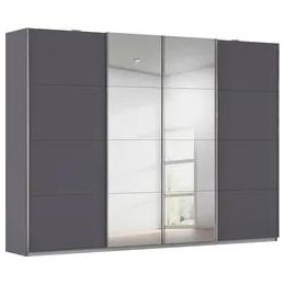 Schwebet&uuml;renschrank Rauch "Kleiderschrank Schrank Garderobe W&auml;scheschrank Ankleide SYNCRONO", grau (graumetallic, spiegel), B:316cm H:230cm T:62cm, Holzwerkstoff, Schr&auml;nke, Schwebet&uuml;renschrank, Mittelt&uuml;ren mit praktischer Synchron-&Ouml;ffnung MADE IN GERMANY