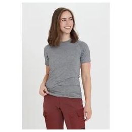 T-Shirt WHISTLER "Athene", Damen, Gr. 40, grau (hellgrau), 28% Wolle, 5% Elasthan, 67% Viskose, unifarben, normal, Rundhals, Shirts T-Shirt, mit hohem Rundhalsausschnitt
