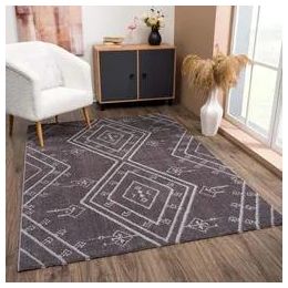 Teppich Carpet City "April 2291", grau, B:200cm H:10mm L:290cm, Polyester, Teppiche, Teppich, L&auml;ufer, weich durch Microfaser, Boho Ethno Look, Wohnzimmer