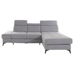 Ecksofa Home Affaire "Cardiz L-Form", grau (hellgrau), B:246cm H:83cm T:173cm, Webstoff (100% Polyester);Luxus-Microfaser Paris (90% Polyester/10% Polyamid);Struktur fein (100% Polyester);Samtoptik (100% Polyester), Sofas, Ecksofa, inkl.Kopfteilverstellung und Federkern wahlweise mit Bettfunktion