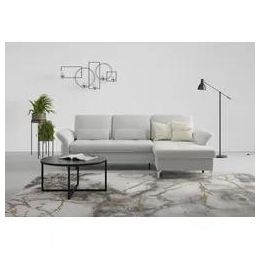 Ecksofa Home Affaire "Palm Beach L-Form", grau (hellgrau), B:275cm H:89cm T:175cm, 100%Polyester, Sofas, Ecksofa, Federkern, mit Sitztiefenverstellung, wahlweise mit Bettfunktion