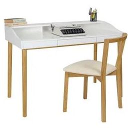 Schreibtisch WOODMAN "Lene", wei&szlig; (wei&szlig;, eichefarben), B:120cm H:84cm T:60cm, Tische, Schreibtisch, im skandinavian Design, FSC-zertifiziert