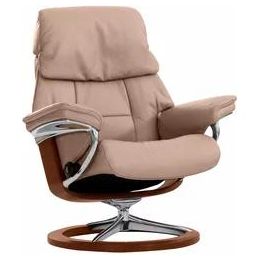 Relaxsessel stressless "Ruby", beige (sand paloma), B:76cm H:100cm T:75cm, Leder PALOMA: durchgef&auml;rbtes Semianilin-M&ouml;belleder;Leder BATICK: durchgef&auml;rbtes und genarbtes M&ouml;belleder, Sessel, Relaxsessel, mit Signature Base, Gr&ouml;&szlig;e S, Gestell Eiche, Wenge, Braun & Schwarz