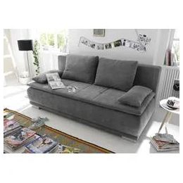 Schlafsofa ED EXCITING DESIGN "Luigi", grau (uran 03 dunkelgrau), B:211cm H:93cm T:103cm, 95% Polyester, 5% Nylon, Sofas, Schlafsofa, mit Bettkasten & 2 Armlehnenkissen