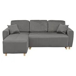 Ecksofa Home Affaire "Scania L-Form", grau (hellgrau), B:220cm H:86cm T:160cm, Microfaer (100% Polyester);Struktur fein (100% Polyester);Samtoptik (100% Polyester), Sofas, Ecksofa, wahlweise mit Bettfunktion und Bettkasten