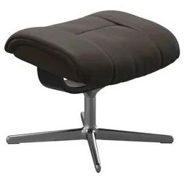 Fu&szlig;hocker stressless "Mayfair", braun (braun batick), B:55cm H:41cm T:39cm, Leder BATICK: BATICK ist ein leicht korrigiertes, durchgef&auml;rbtes und genarbtes M&ouml;belleder, bei dem die meisten Unebenheiten und Spuren in der Regel entfernt wurden., Hocker, Fu&szlig;hocker, mit Cross Base, Gr&ouml;&szlig;e S, M & L, Holzakzent Schwarz