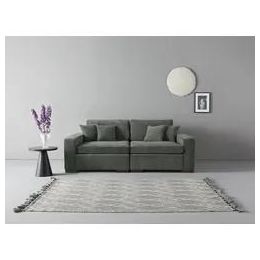 2-Sitzer Home Affaire "Skara", grau, B:220cm H:86cm T:100cm, 100% Polyester, Sofas, Lounge-Sofa mit Federkernpolsterung, in vielen Bezugsvarianten