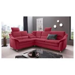 Ecksofa Home Affaire "Cardoso L-Form", rot (bordeaux), B:249cm H:90cm T:209cm, Luxus-Microfaser Lederoptik (100% Polyester);Luxus-Microfaser (100% Polyester);Luxus-Microfaser ALTARA NUBUCK (100% Polyester);Struktur (100% Polyester), Sofas, Ecksofa, Federkern, wahlweise mit Bett, Schubkasten, teilweise Relaxfunktion