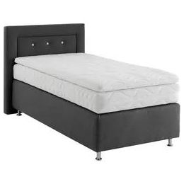 Boxspringbett, grau (charcoal), B:115cm L:210cm, Bezug: Feinstruktur 100% Polyester, Westfalia Schlafkomfort, Komplettbetten, Boxspringbett, wahlweise mit Topper