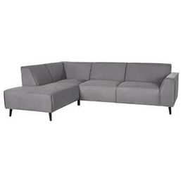 Ecksofa DOMO collection "Amora, bequem und zeitlos, L-Form", grau (hellgrau), B:263cm H:81cm T:191cm, Sofas, Ecksofa, mit Federkern, Fu&szlig;h&ouml;he passend f&uuml;r g&auml;ngige Saugroboter