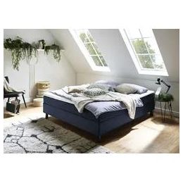 ATLANTIC HOME COLLECTION Boxbett "Happy", blau, B:160cm L:200cm, Bettgestell und seitliche Einfassung der Matratzen: Strukturstoff, 100% Polyester;Spiegelfl&auml;che der Matratze: 100% Polyester;Topper: 100% Polyurethan, Bezug (100% Polyester);Bezug Kopfkissen und Steppdecke: Microfaser (100% Polyester), waschbar bis 95C;F&uuml;llung Kopfkissen und Steppdecke: silikonisierte Hohlfaser (100% Polyester), anti-alergisch, ATLANTIC HOME