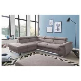 Ecksofa COTTA "Komaris L-Form, B: 249 cm", grau, B:249cm H:72cm T:100cm, Microfaser PRIMABELLE (100% Polyester);Kunstleder SOFTLUX;Feinstruktur (100% Polyester);Kunstleder SOFTLUX/Struktur (100% Polyester);NaturLEDER, Sofas, Ecksofa, mit Kopfteilverstellung, optional Bettfunktion, Bettkasten & Licht
